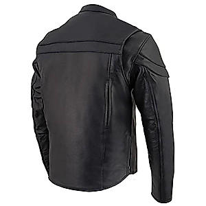 Milwaukee Leather SH1408 Men's Sporty Crossover Vented Black Motorcycle Leather Scooter Jacket - X-Large