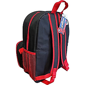 Ruz Spiderman Boys 16 Inch Backpack With Removable Matching Lunch Box Set (Black-Red)