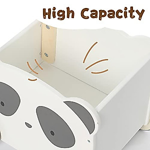 Panda Wooden Baby Push Walker - 2-in-1 Toddler Push & Pull Toys Learning Walker Stroller Walker with Wheels for Baby Girls Boys 1-3 Years Old