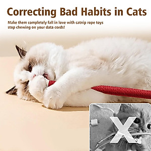 CATSFALO Catnip Toys, 7.78inch Catnip Toys Chew Rope, Sisal Rope Cat Toys for Teeth Cleaning, Indoor Interactive Cat Teasing Toy, Soothing Rope Cat Toys for Kitten, 4 Packs