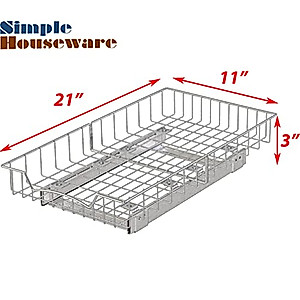 Simple Houseware Cabinet Pull Out Sliding Shelf Drawer Organizer (11”W x 21”D)