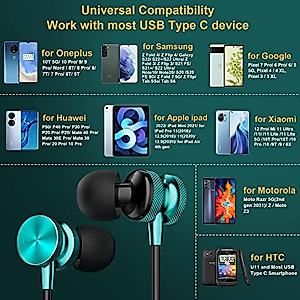USB Type C Headphones for iPhone 15 Plus Earbuds with Mic, USB C Earphones In Ear Wired Magnetic Noise Canceling Headset for iPad Samsung S23 FE Fold 5 4 Flip 3 S22 S21 S20 Pixel 8 Pro 7 OnePlus 10T 9