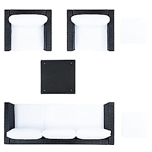 Safavieh Outdoor Collection Presla Wicker Cushion 6-Piece Living Set PAT7715A-3BX, Black/White