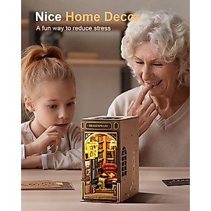 rowood Book Nook,DIY Book Nook Kits for Adults,3D Wooden Puzzle Bookend Miniature Kit,Bookshelf Insert Decor Alley,Wood Craft Hobbies for Women/Men,Birthday Christmas Gifts-Bookstore