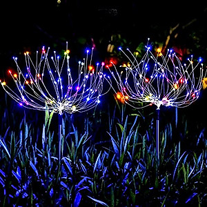 KPL Solar Outdoor Lights, Solar Firework Lights LED Sparkler Lights with 2 Modes Waterproof Solar Starburst String Lights Decorative for Yard Garden Patio Christmas Parties Wedding Decor