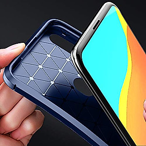 Phone Case for Huawei Y9 Prime 2019 with Tempered Glass Screen Protector Cover and Cell Accessories Slim Thin Rugged Soft TPU Silicone Carbon Fiber Hawaii Enjoy 10 Plus Cases Women Girls Men Boys Blue