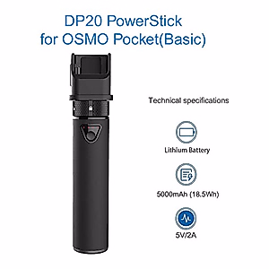 Smatree Portable Osmo Pocket 2 Battery Grip,Power Stick,5000mAh Extension Rod Power Bank Compatible with DJI Osmo Pocket 2 & DJI Osmo Pocket (Selfie Stick and External Battery Bank 2 in 1)