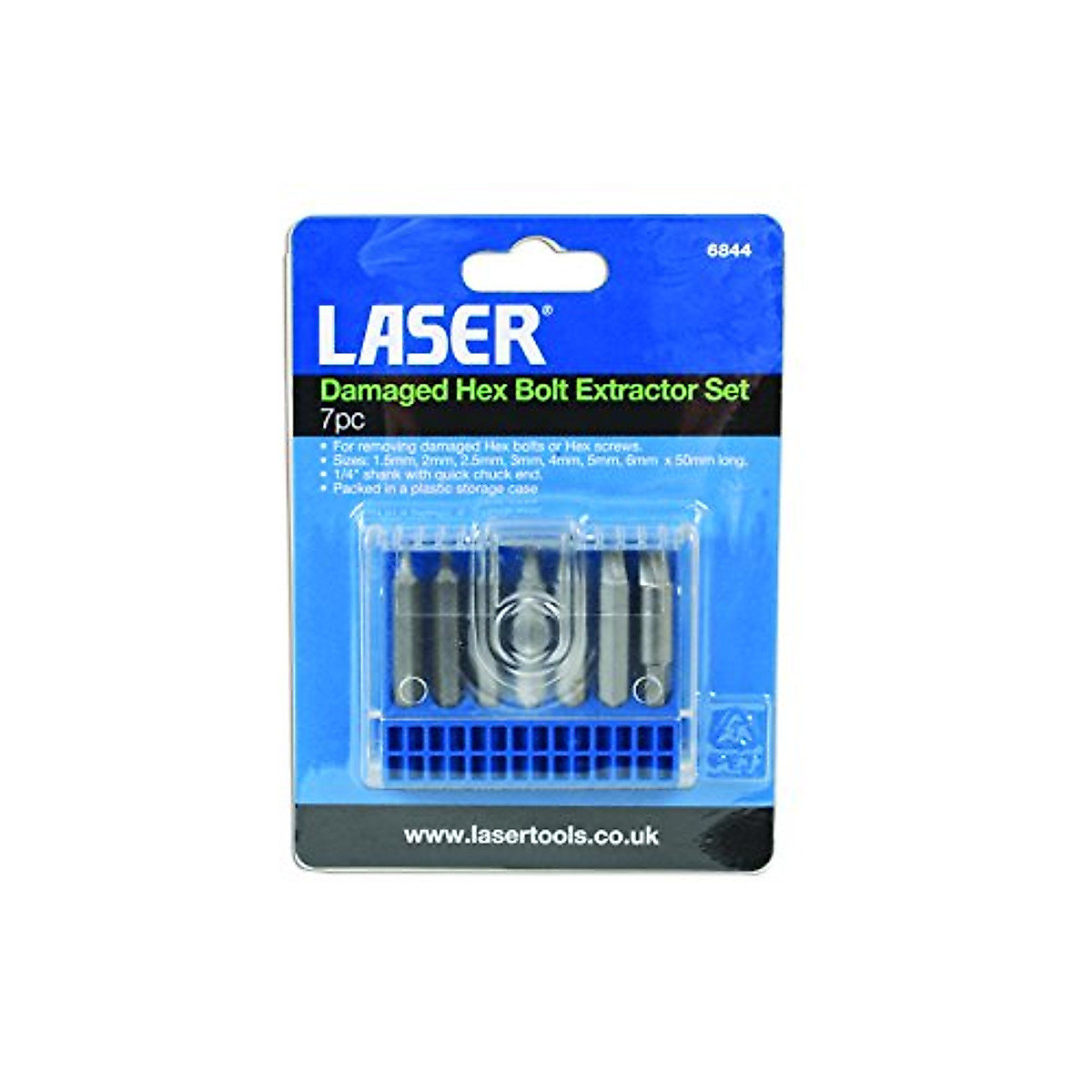 Laser 6844 Damaged Hex Bolt Extractor Set 7pc