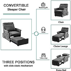 BINGTOO Sleeper Sofa Chair Bed 3 in 1 Convertible Chair Multi-Function Folding Ottoman Sleeper, Pull Out Sleeper Chair Bed- Modern Convertible Chair Bed Pull Out Sleeper Couch Bed for Living Room