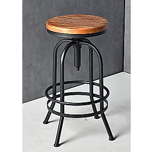 Diwhy 5 Piece Bar Table and Barstool Set Industrial Rectangular Pipe Dining Pub Bar Table Black and Kitchen Counter Height Adjustable Wooden Seat Stool Black(1 Table + 4 Chairs)