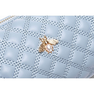 Hanbella Crossbody Purse for Women - Cute Quilted Leather Shoulder Bag with Gold Chain Strap for Teen Girls - Womens Clutch