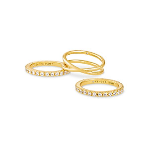 Kendra Scott Livy 14k Gold-Plated Rings Set of 3 in White Crystal, Size 9