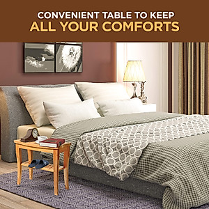 Bamboo Shower Bench - Small Shower Stool with Storage Shelf, Non-Slip Shower Seat, Bathroom Bench, Spa Decor Wooden Shower Bench, Foot Rest Shaving Stool for Shower, Suitable for Indoor/Outdoor Use