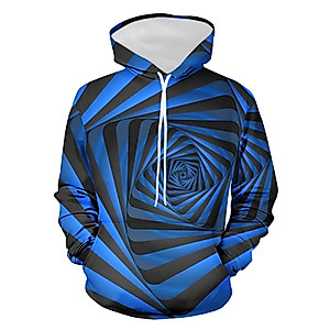 Muscularfit graphic sweatshirts Long Sleeve T-Shirt Sweatshirts for Men Drawstring 3D Dizziness Print Graphic Pullover Casual Lightweight Hoodies mens fall clothing Blue L