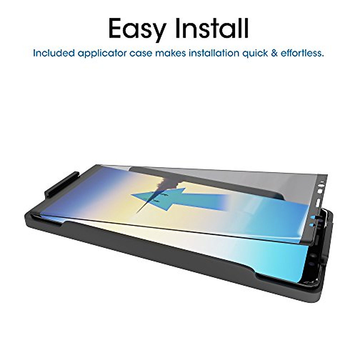 amFilm Glass Screen Protector for Samsung Galaxy Note 8, Full Screen Coverage, 3D Curved Tempered Glass, Dot Matrix with Easy Installation Tray (Black)