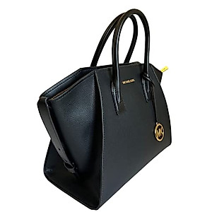 Michael Kors Avril Large Top Zip Slouch Satchel Crossbody Black Leather