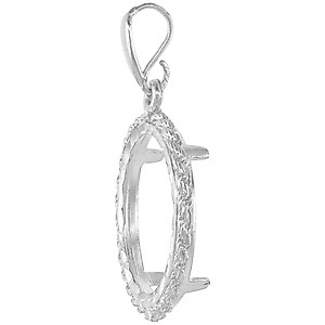 Sterling Silver Nickel Bezel 21 mm Coins Prong Back Rope Edge Diamond Cut 5 Cent Coin NOT Included