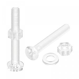 uxcell M5 x 40mm Plastic Phillips Machine Screws with Nuts and Flat Washers, PC Flat Head Machine Bolts Transparent 20 Sets