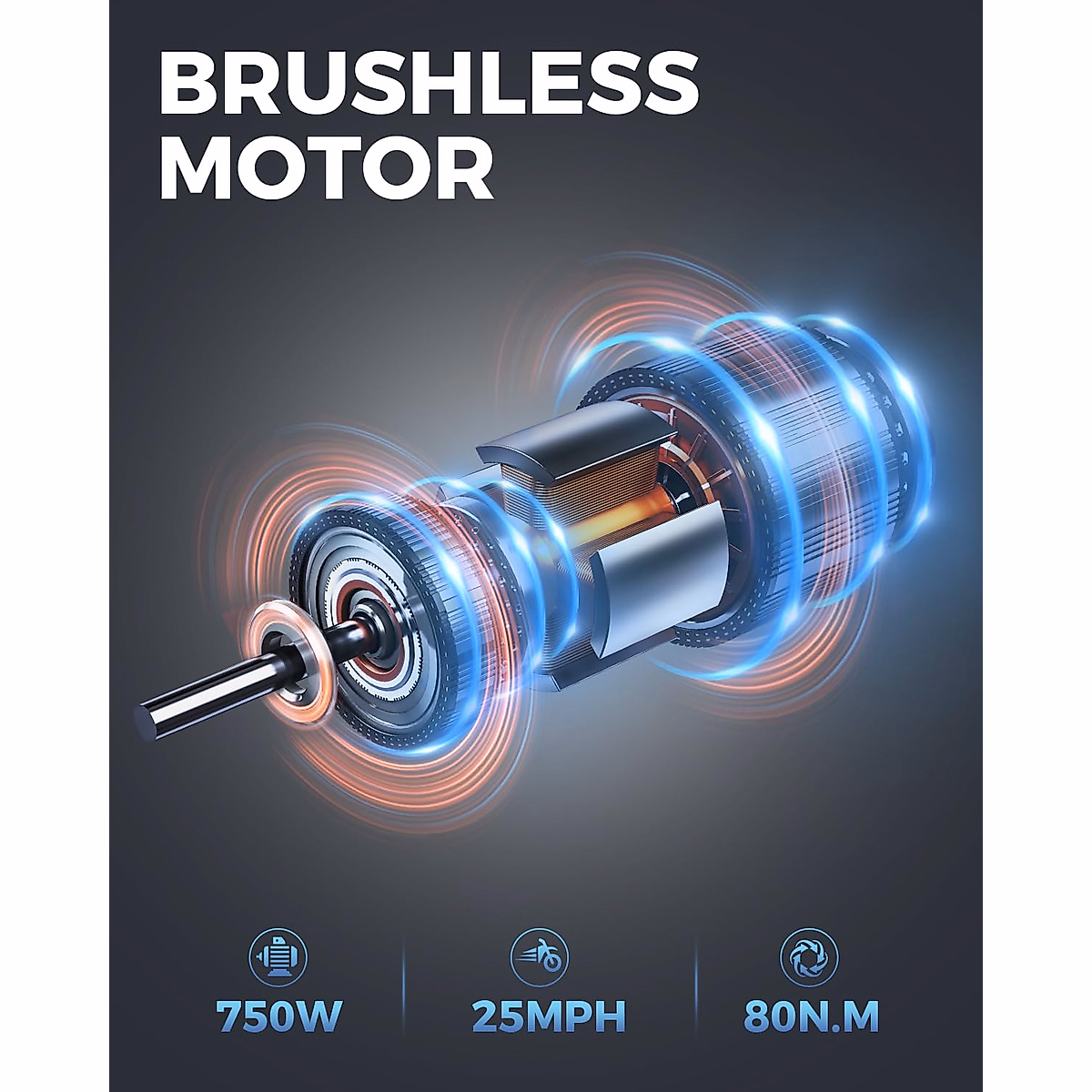 Mukkpet Suburban 750W Electric Bike for Adults, 25MPH Ebike, 26'' X 4.0 All Terrain Tire Electric Mountain Bikes 48V 15AH BMS Removable Battery Adult Electric Bicycles 7-Speed Electric Bike