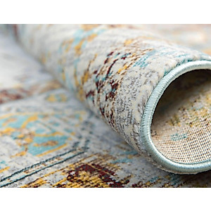 Unique Loom Baracoa Collection Area Rug - Cayo Hueso (5' 5" x 8' Rectangle, Light Blue/ Beige)