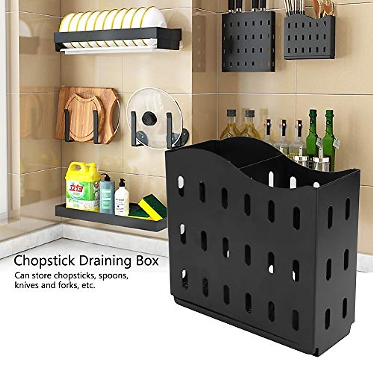 Cutlery Holder Space Saving 304 Stainless Steel Chopsticks Holder Storage Drainer Lightweight wearresistant Durable Chopsticks Tableware Utensil