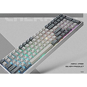 ABKO AR96 Changing Switch CNC Full Aluminum Gaming Keyboard 10 keyless Cherry 96keys (Red Switch, Silver)