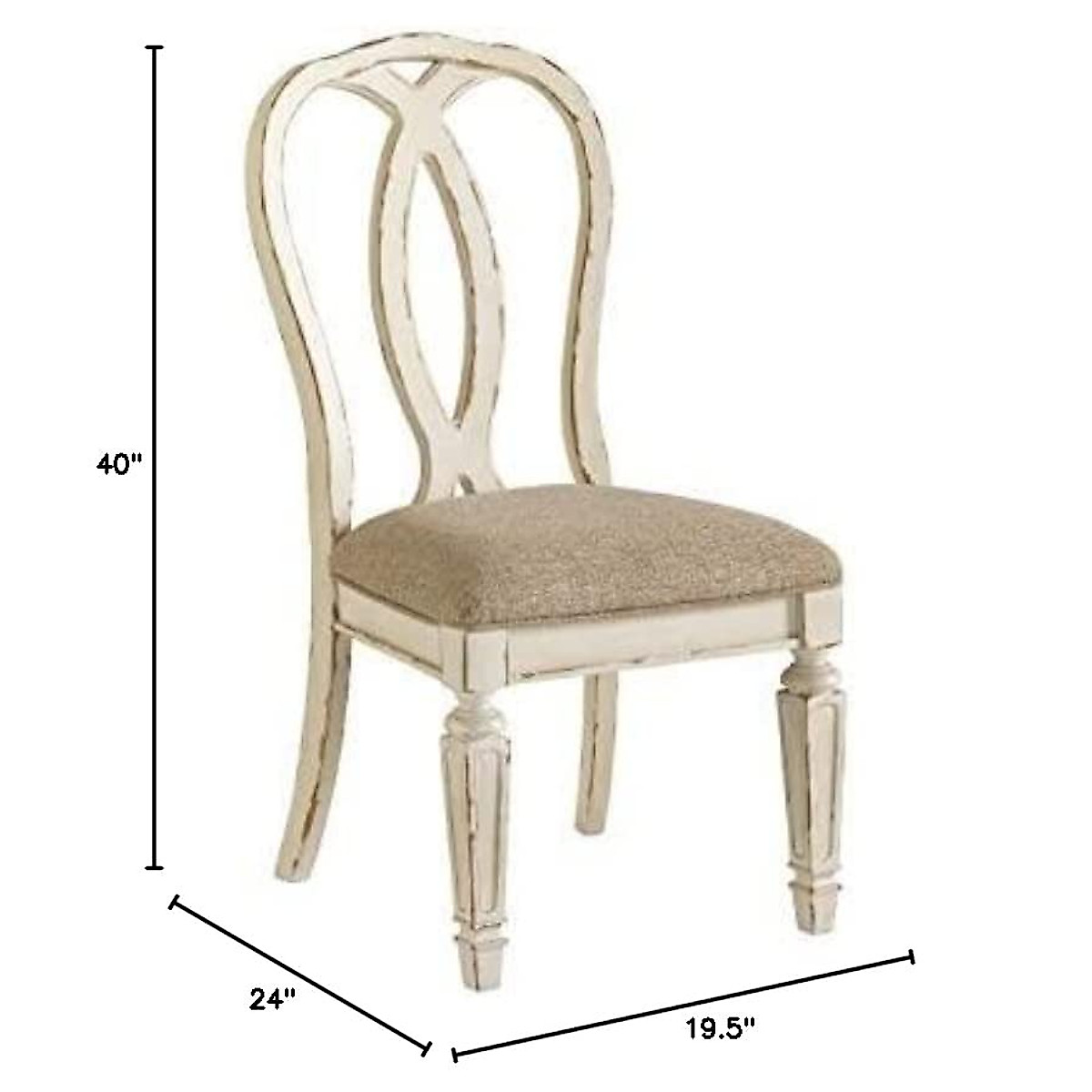 Signature Design by Ashley Realyn French Country Ribbon Back Dining Chair, 2 Count, Chipped White