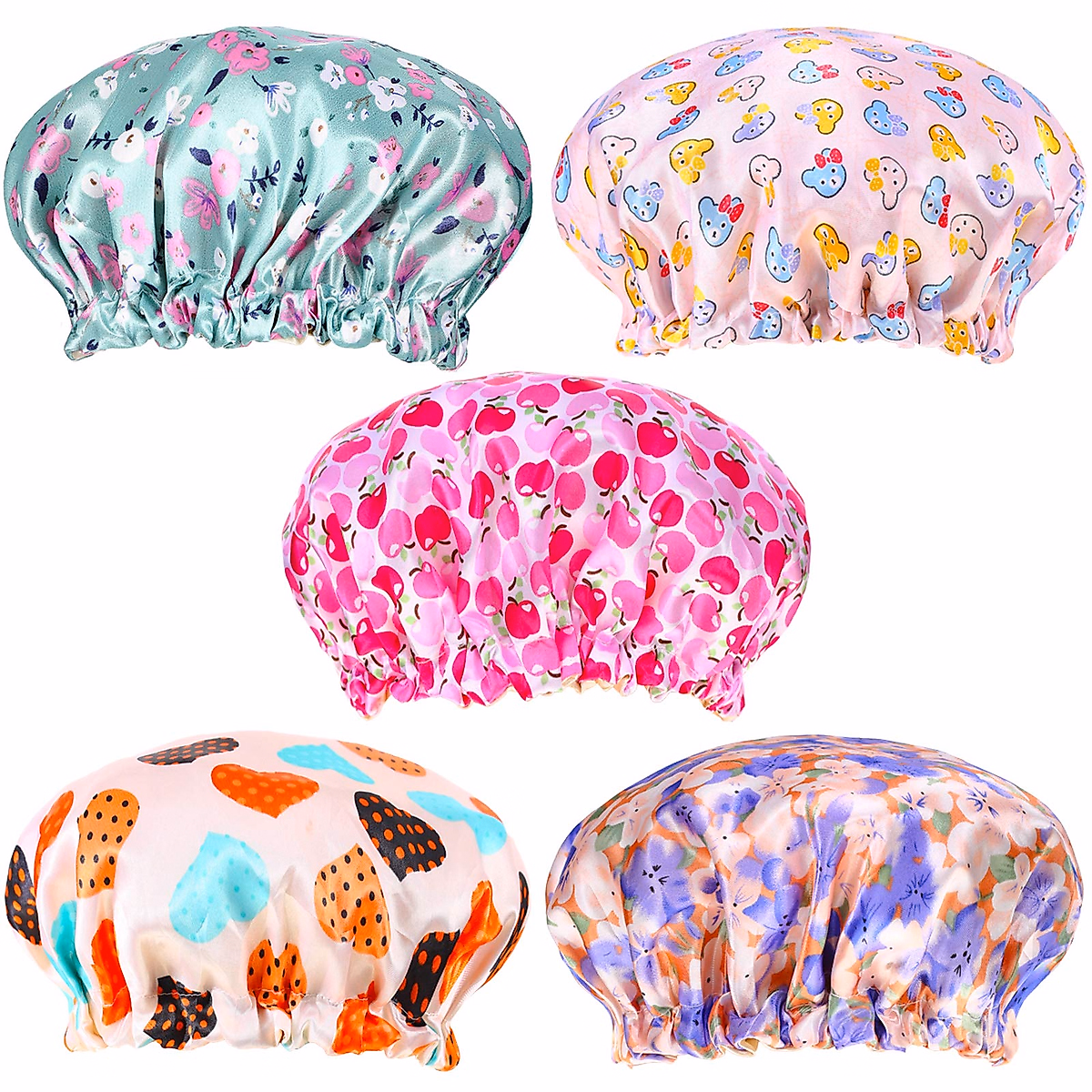 5 Pieces Kids Satin Bonnets Adjustable Sleeping Caps Reversible Satin Night Hats Soft Colorful Satin Cap for Toddler Child Teens