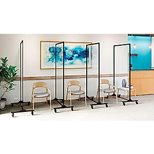 Norwood Commercial Furniture Healthy Safeguard Clear Portable Room Divider/Privacy Screen 6' 2" H- One Panel (3' 4" L) for Medical Facilities, Schools, Airports, Athletic Facilities (NOR-CRD1)