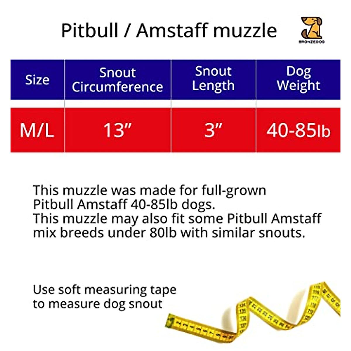 BRONZEDOG Pitbull Dog Muzzle Amstaff Waterproof Basket Breathable Mesh Stop Biting Chewing Adjustable Mask for Large Dogs (Black)