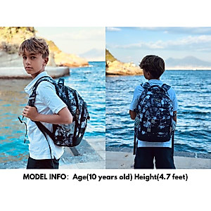 mibasies Kids Backpack Boys, Elementary School Backpack for Boys 17Inch(Marble Black)