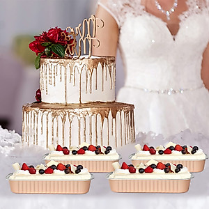 LNYZQUS Disposable Mini Cake Pans With Lids 50 Pack, 6.8oz Rectangle Baking Cups Muffin Tins, Aluminum Foil Tins Loaf Holders For Brownie Bread -Champagne