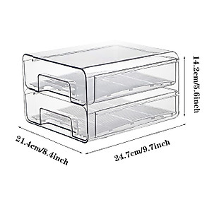 Qielie 2 PCS Stackable Food Container Fruite Drawer for Refrigerator Vegetable Storage Box