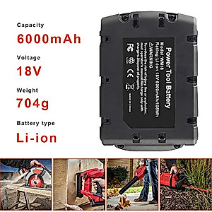 M18 18V 6000mAh Battery Replacement for Milwaukee 18V 48-11-1815 48-11-1820 48-11-1822 48-11-1840 48-11-1841 48-11-1850 Cordless Power Tools Battery (2 Packs 6000mAh)