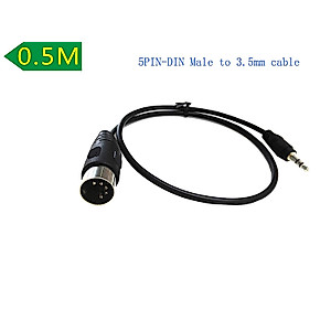 SinLoon 5-Pin DIN-Male Cable, 5 Pin Din Plug to 3.5mm(1/8in) TRS Stereo Male Jack Stereo Audio Cable for Playing The Musical Instrument Signal Output (0.5m,3.5M-5 DIN M)