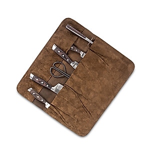 Knife Roll Bag Genuine Leather – Chef`s knife bag 7 slots – Leather Knife Case Sam (dark-brown/antique)
