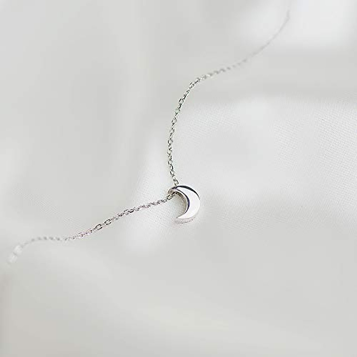 CISHOP Crescent Moon Necklace High Polished Sterling Silver Pendant Necklace for Women Jewelry
