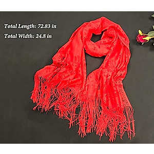 BRYCTSISEN Women’s Floral Lace Shawls and Wraps for Evening Dress Fringe Lace Pashmina Scarf for Wedding Costume Party (Black)
