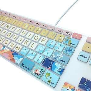 Silicone Keyboard Cover Skin for Apple iMac Keyboard with Numeric Keypad Wired USB MB110LL/B(Model: A1243), Cute Print, US Layout, Litter Flowers