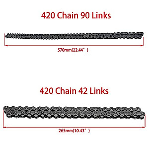 YOXUFA 420 Chain 42Links and 90Links Front Rear Drive Chain for Coleman CT200U CT200U-EX BT200X Baja Warrior Trailmaster MB165 MB200 212cc 196cc 200cc 6.5hp Powersport Mini Bike Parts