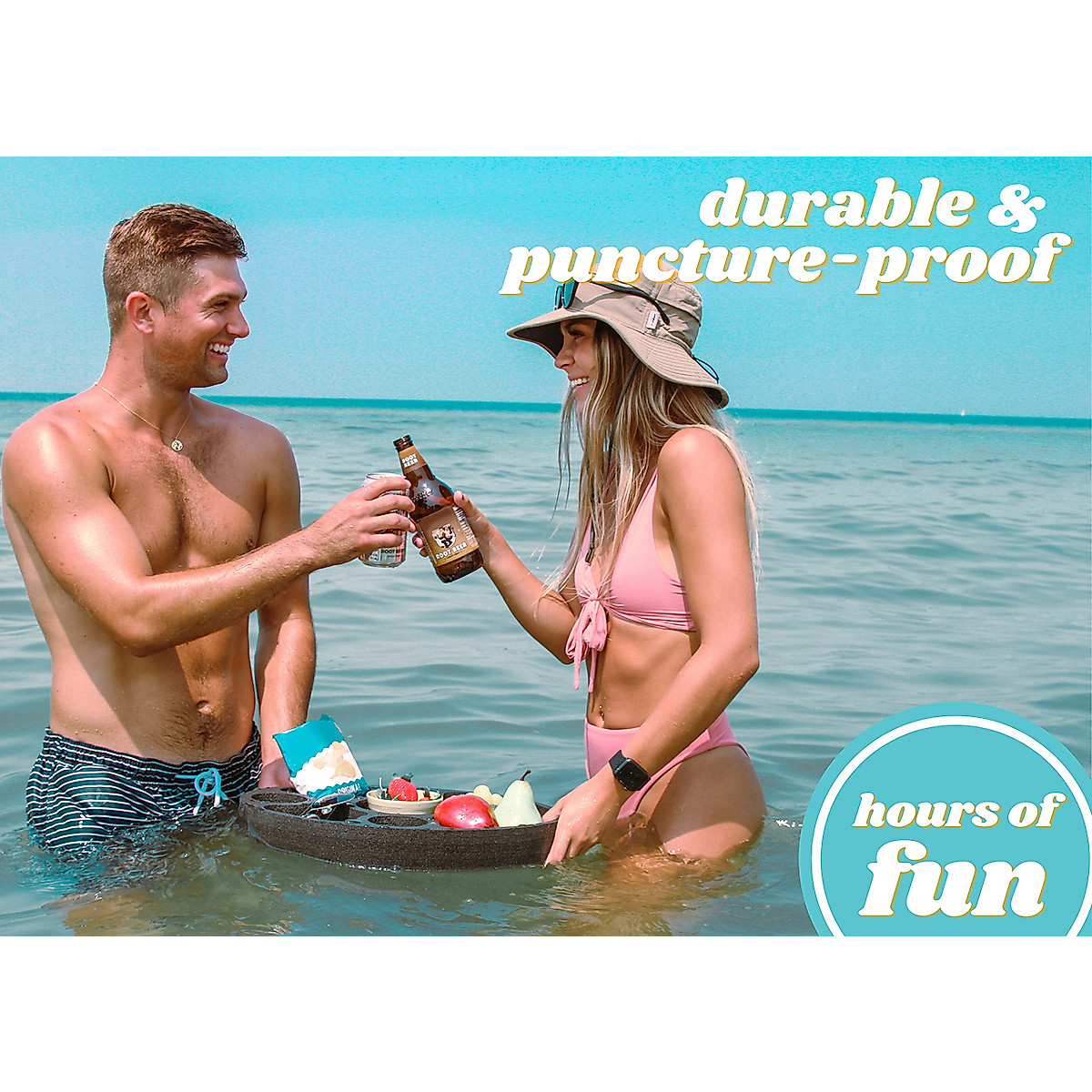 Polar Whale Floating Mini Bar Drink Holder Refreshment Table Tray for Pool Beach Party Float Lounge Durable Foam 17 Inches Large 7 Compartments UV Resistant