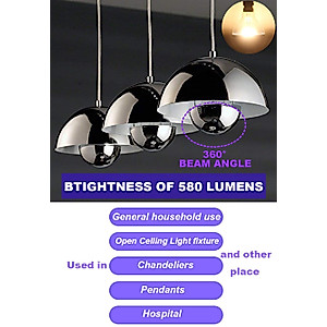 LUXON Half Chrome Light Dimmable,LED Filament Vintage Bulb with Mirror 6W (60W Equivalent) G80/G25 E26 Medium Base Warm White 2700K, 2 Pack