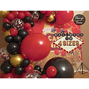 100 pc Red Black and Gold Balloon Garland Kit - Red Black and Gold Balloon Arch Kit - Red Black Gold Balloon Garland Kit - Red Black Gold Balloon Arch Kit