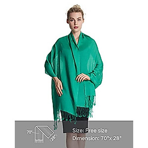 EURKEA Women's Scarf Pashmina Silky Soft Shawls Wraps Stole for Evening, Wedding and Gift, Green