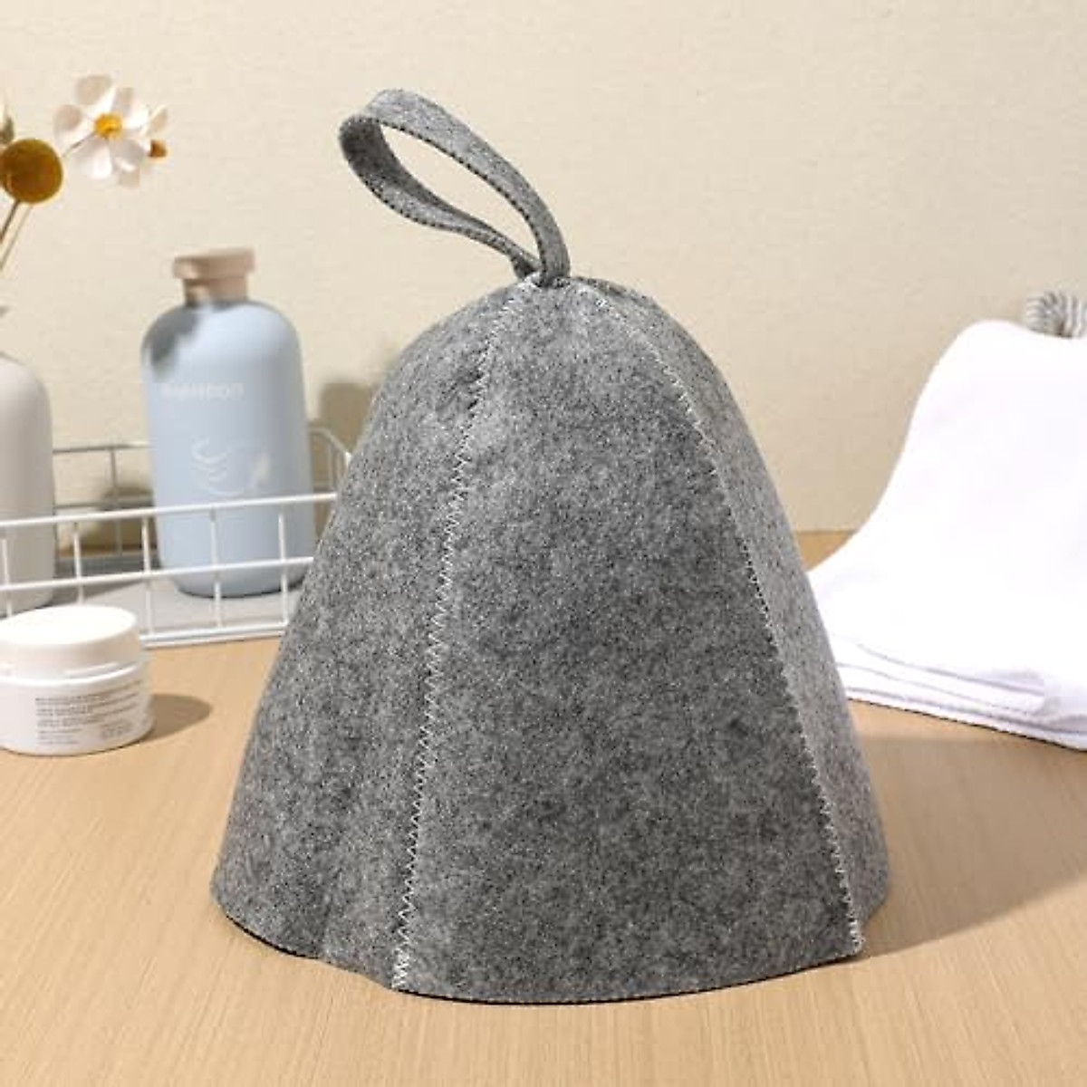 Tofficu Russian Banya Hat 2pcs Original Wool Sauna Hat Russian Felt Bath Hat Vaporarium Hat for Women Men Grey Vaporarium Hat