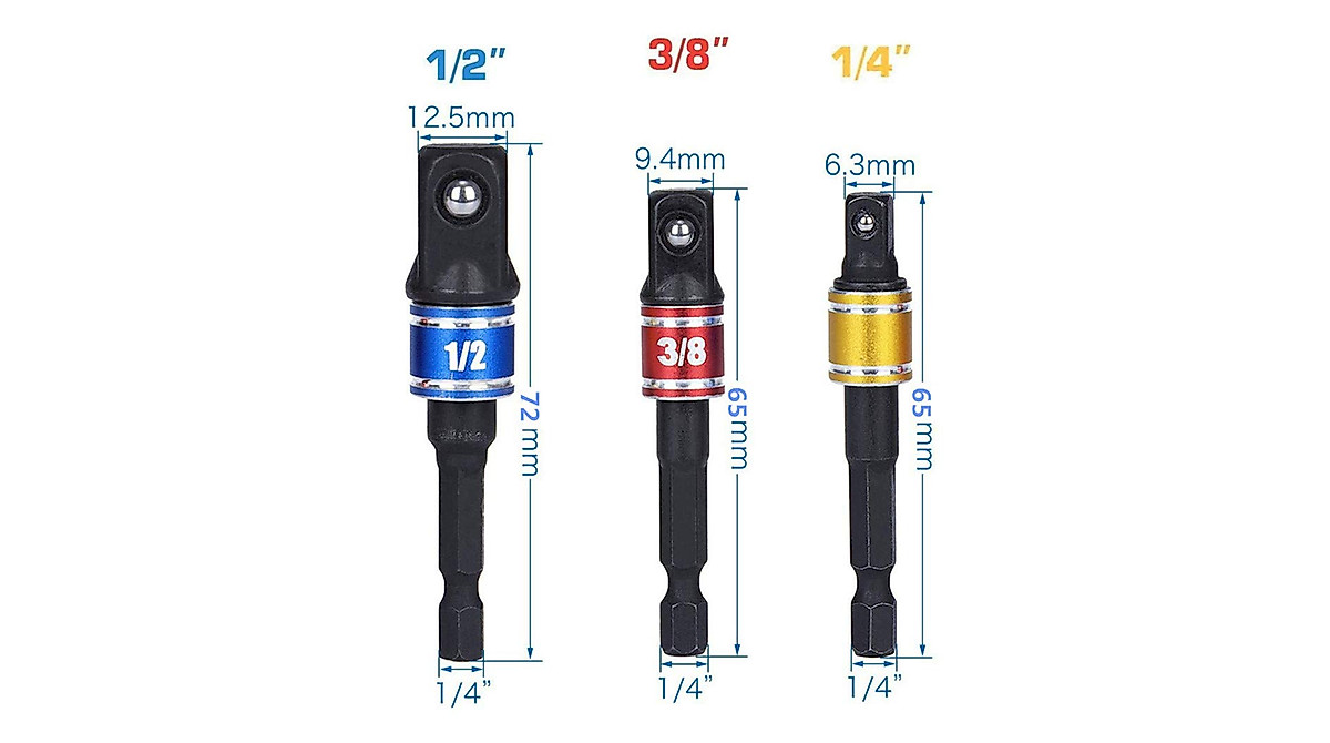 Impact Grade Driver Socket Adapter Set - 3Pcs Universal