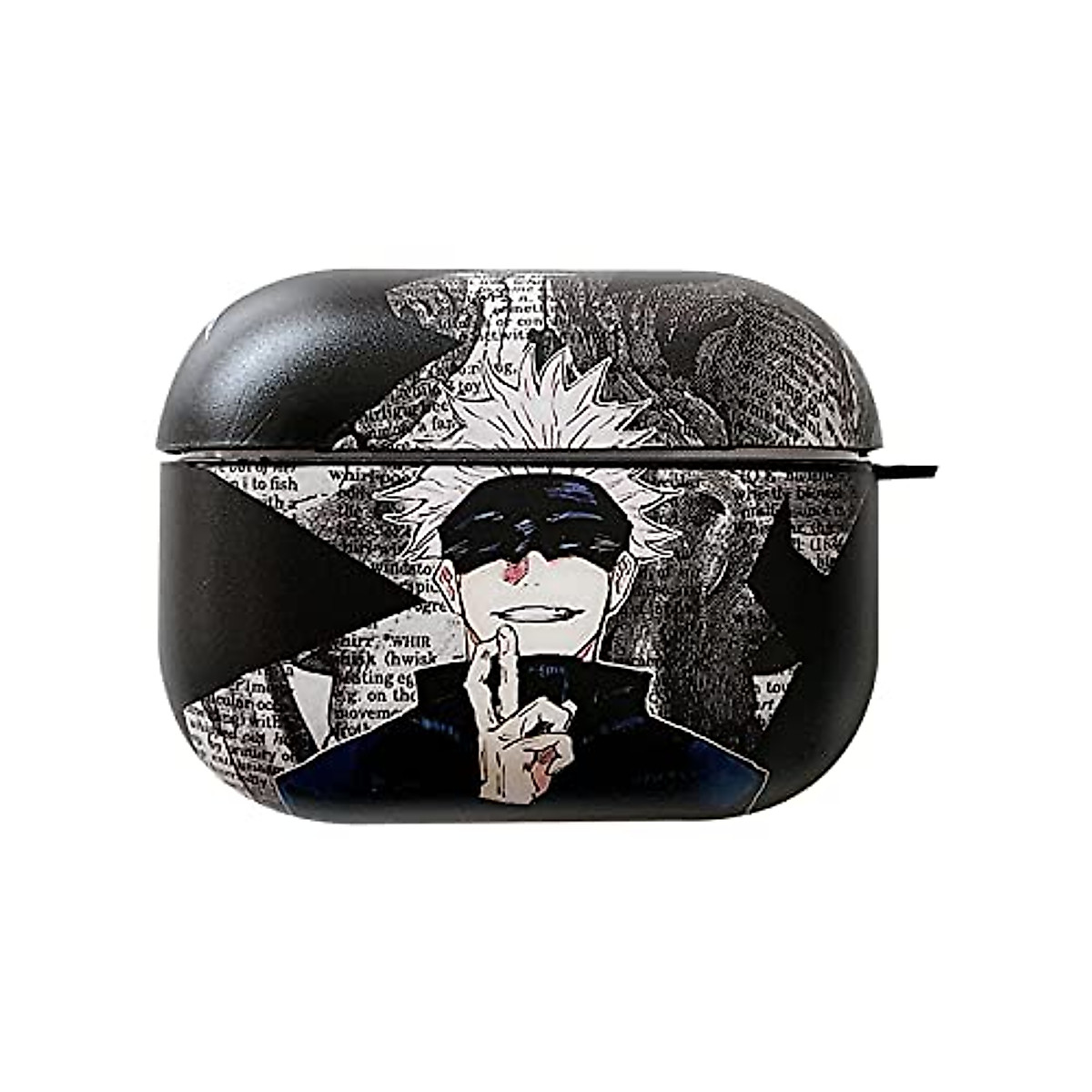 Anime Headphone Case Satoru Gojo TPU IMD Shock-Proof Earphone Case Cover with Keychain for Airpods Pro Black