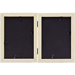 Golden State Art, 5x7 Double Hinged Picture Frame, Two Photo Folding Frames, for Wedding Family Pictures Collage (Beige, Double, 5x7)