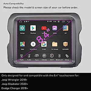 INNOSURE Tempered Glass screen Protector Designed for Jeep Wrangler (2018-2023), Gladiator (2020-2023), Dodge Charger(2018-2023) 8.4" Dashboard Touchscreen Anti Glare (Matte)