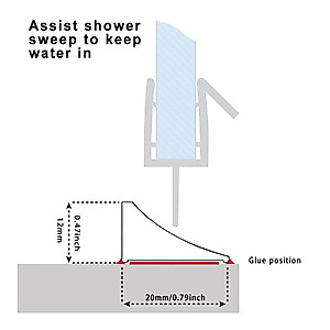 78inch Shower Threshold Water Dam Barrier Shower Door Bottom Seal Strip, Silicone Rubber Kitchen Sink Splash Guard, Corner Dam Water Retaining Strip for Countertop, Shower, Bathroom (Transparent)